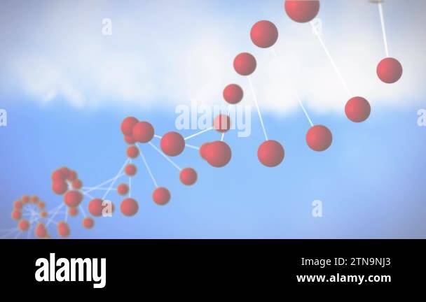 Animation of connected circles forming dna helix over lens flares in ...