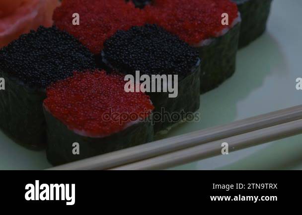 "Cheess" square sushi rolls with salmon, cucumber, cream cheese, red ...