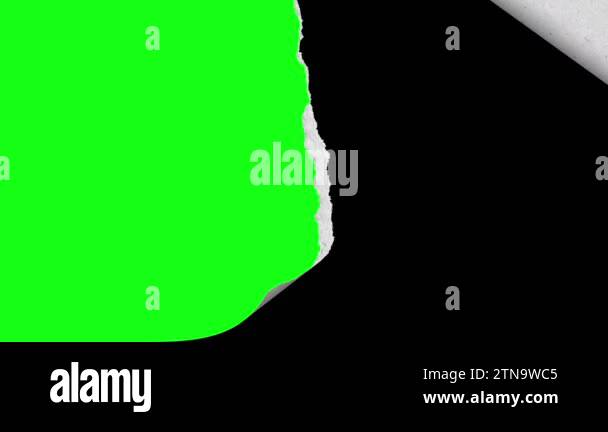 Torn paper transition effects with the green screen background Stock ...