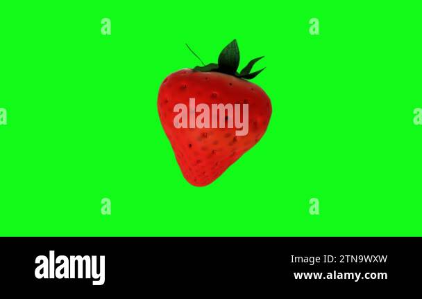 3D strawberry rotate on green screen background, 4K Stock Video Footage ...