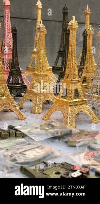 Eiffel tower souvenirs. Souvenirs of the Eiffel tower with the real ...