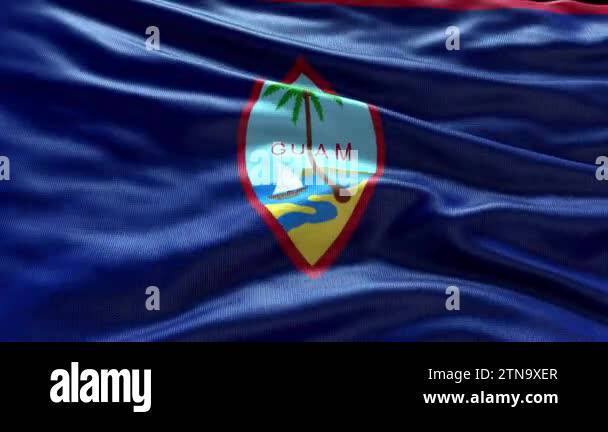 4k render Guam Flag video waving in wind. Guam Flag Wave Loop waving in ...