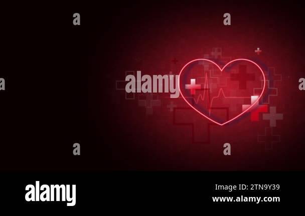 Red heart shape with animated cardio pulse. Health care medical ...