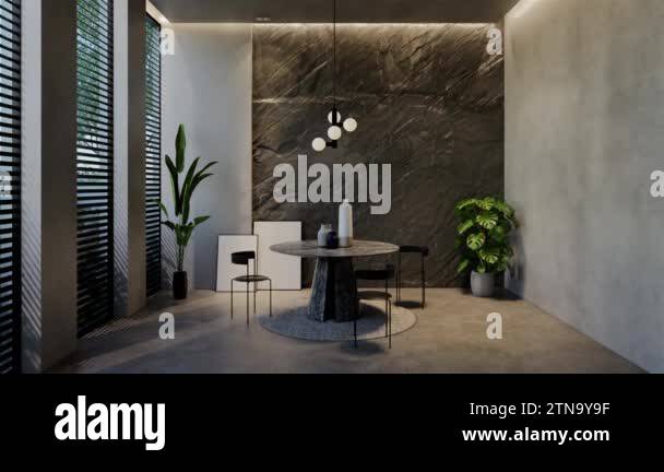 Modern dining room 3D animation, contemporary interior design with ...