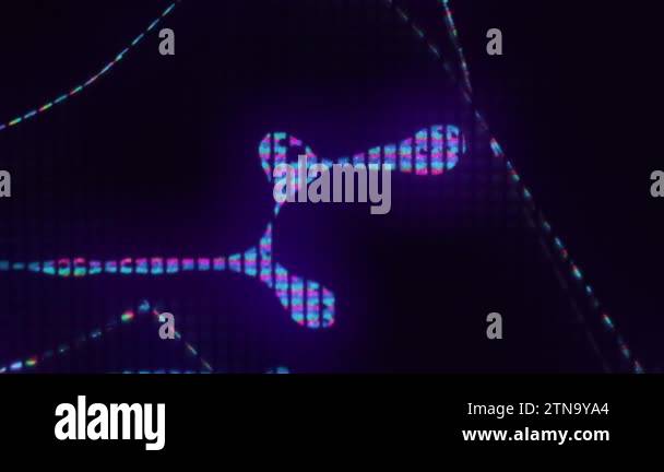 Digital art. Glitch fluid. Broken screen. Neon purple pink blue color ...