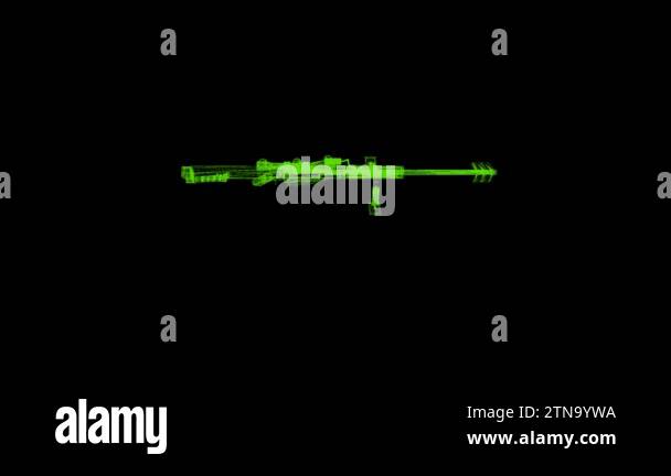 HUD The futuristic 3D sci-fi military sniper rifle wireframe. 4k ...