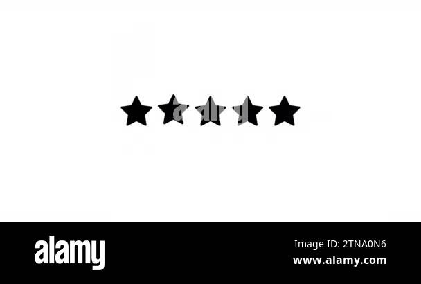 Five Stars Rating animation. Set of Stars. Five Star Rating on White Background. Product Quality ...