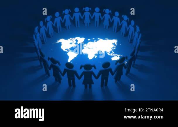 Group of cutout people holding hands together forming a connected ...