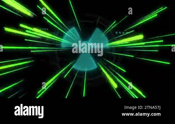 Animation of fan and programming language with illuminated light beams ...