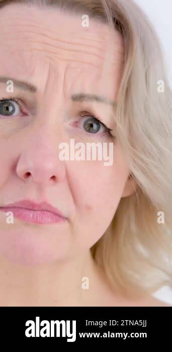 hide tears woman cries sadly looks cry without tears sighs lowers eyes ...