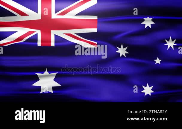 Realistic Seamless Loop Flag of Australian Waving In The Wind With ...