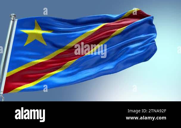 4k render Congo Flag video waving in wind. Congo Flag Wave Loop waving ...