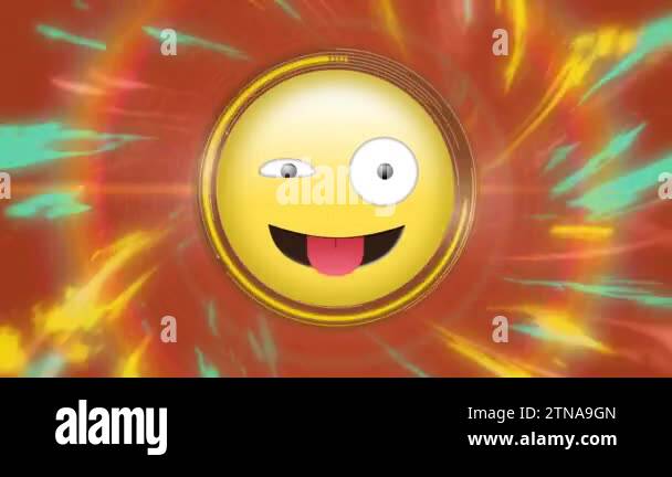 Animation of emoticon with winking eye and sticking out tongue over ...
