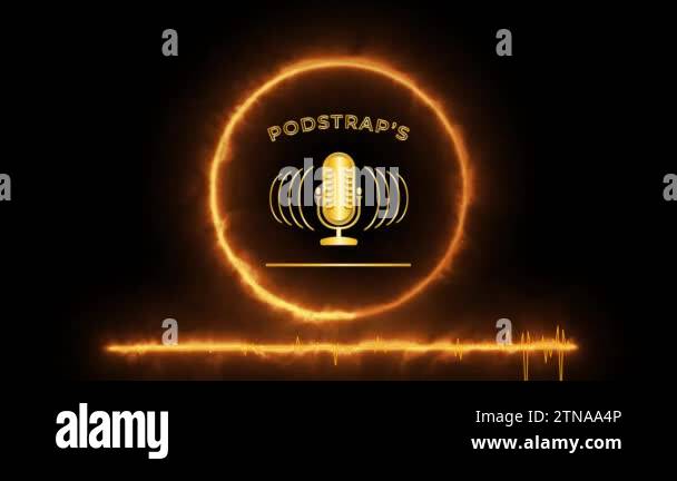 podcast icon on green screen background with fire effect and audio ...