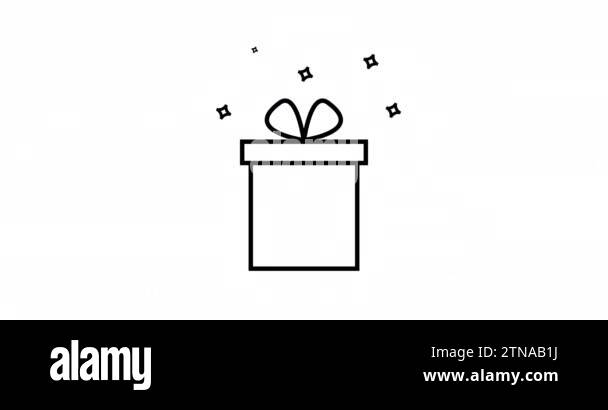Simple outline gift icon loop animation. Gift symbol or sign animation ...