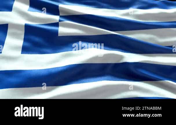 4k render Greece Flag video waving in wind. Greece Flag Wave Loop ...