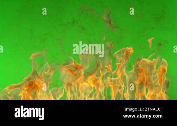 Super slow motion of fire flames on green screen background. Filmed on ...