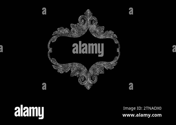 3d Floral Pattern Frame Rotates On Black Background Object Dissolved White Flickering Particles