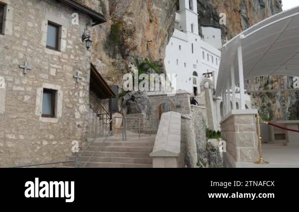 Ostrog monastery in Montenegro. The unique monastery in the rock Stock ...