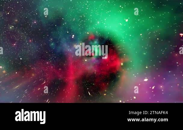3D Outer space animation Red Pink Space flight to Helix nebula eye of ...