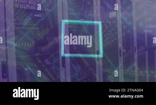 Animation of ai text in square with lines in human brain over data ...