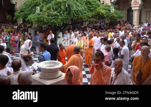 VRINDAVAN, INDIA September 01, 2022 : Devotee playing Kirtan chants in ...