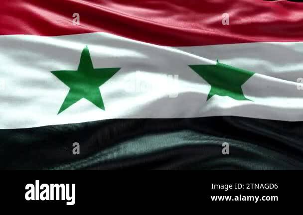 4k render Syria Flag video waving in wind. Syria Flag Wave Loop waving ...