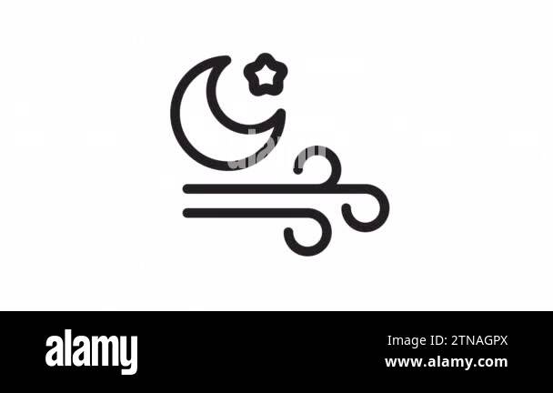 Windy night, Weather animated icon on transparent background Stock ...