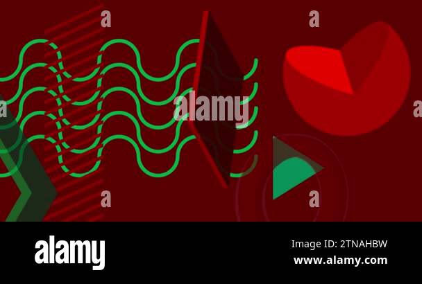 Busy green and red geometric background video template. Abstract shape ...