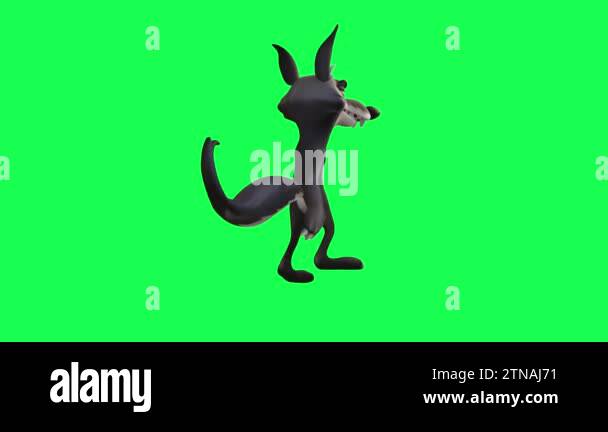 3D animation of a cartoon character on a green screen moving, walking ...