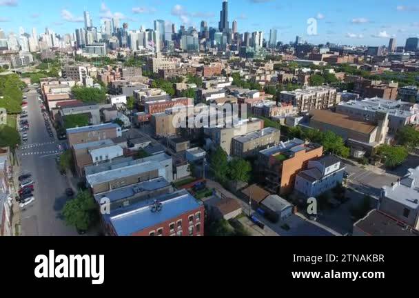 4k footage Aerial View of Chicago and its vibrant neighborhoods from a ...