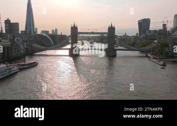 Large cruise ship going through London under the Tower Bridge. Visiting ...