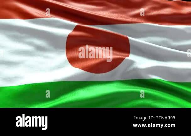 4k render Niger Flag video waving in wind. Niger Flag Wave Loop waving ...