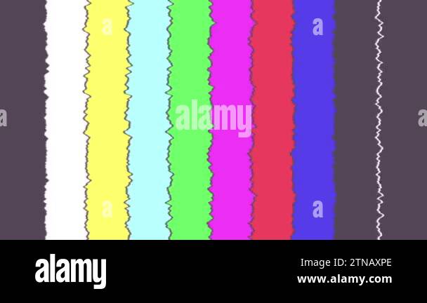 SMPTE color bars with VHS and glitch effects. SMPTE color stripe ...