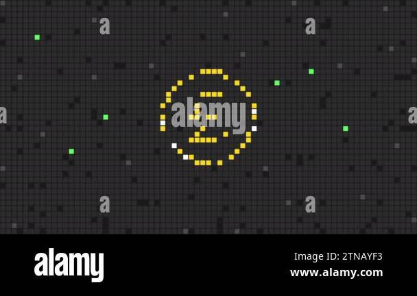 Digital money pixel pound sterling sign. Abstract background. Looped ...