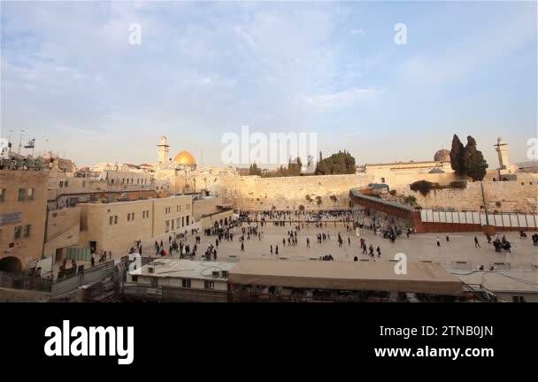 The Temple Mount - Western Wall and the golden Dome of the Rock mosque ...