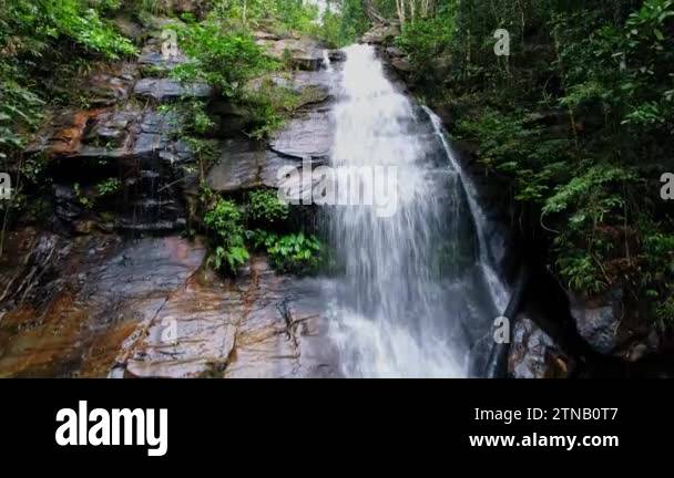 Drone footage of a waterfall in the philippines. In this footage we are ...