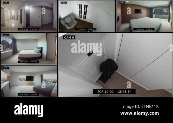 Split screen security camera. monitoring the display of video recording ...