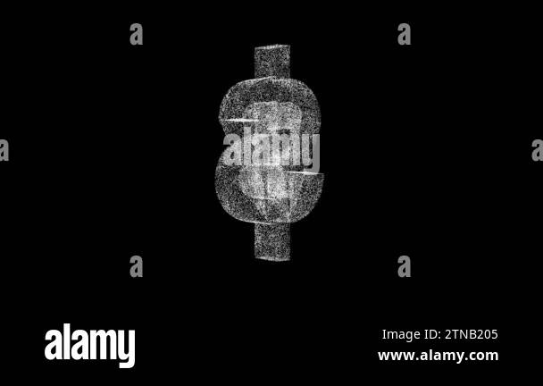 Dollar symbol 3D rotates on black background. Hologram in Motion ...