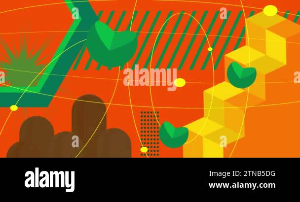 Busy green and yellow geometric background video template. Abstract ...