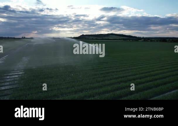 droughts in Europe,water sprinkler irrigation systems, Farming field ...