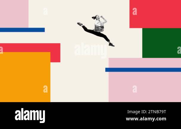 Happy, motivated, young girl, employee running with folders, getting ...