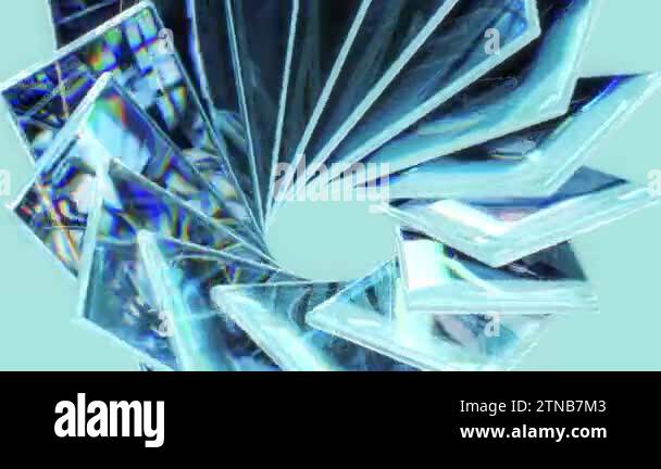 Futuristic background animation with rotating glass shapes. Abstract vj ...