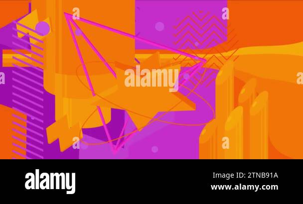 Busy purple and yellow geometric background video template. Abstract ...
