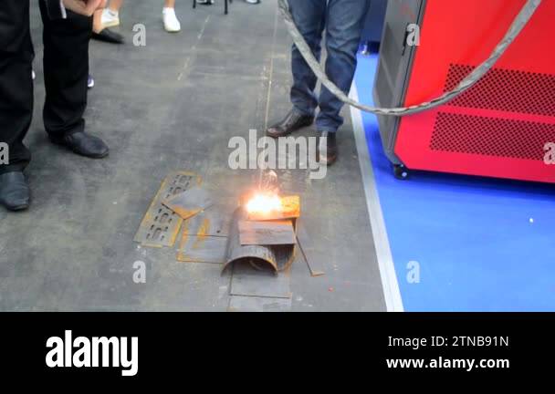 Laser cleaning of metal. Industrial laser cleaning rust of metal ...