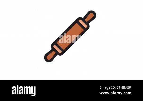 Rolling Pin, Bakery animated icon on transparent background Stock Video ...