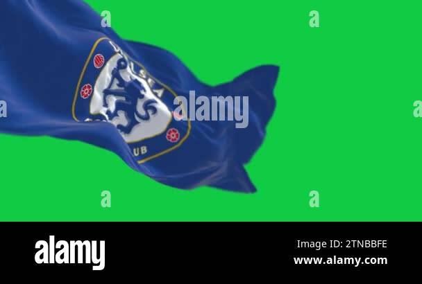 London, UK, Feb 22 2023: Chelsea Football Club flag waving on green ...
