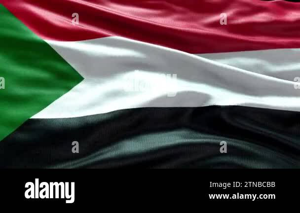 4k render Sudan Flag video waving in wind. Sudan Flag Wave Loop waving in wind. Realistic Sudan ...