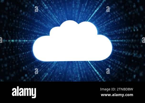 Cloud Icon Digital Cyber Space Loop Technology Tunnel Animation ...
