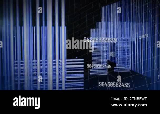 Animation of changing numbers over qr codes against mathematical equations and diagrams ...